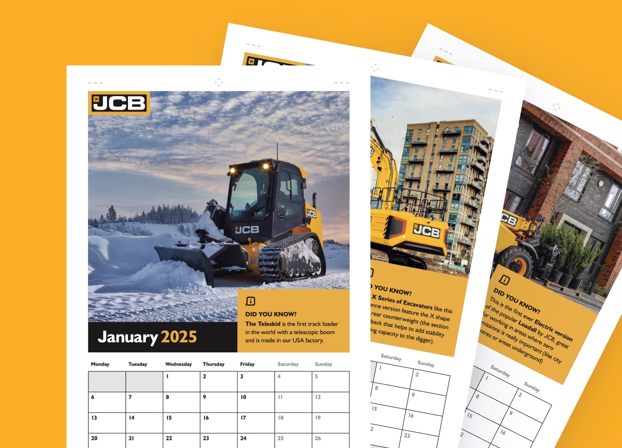Printable 2025 Calendar: JCB Machines | Downloadable Calendar